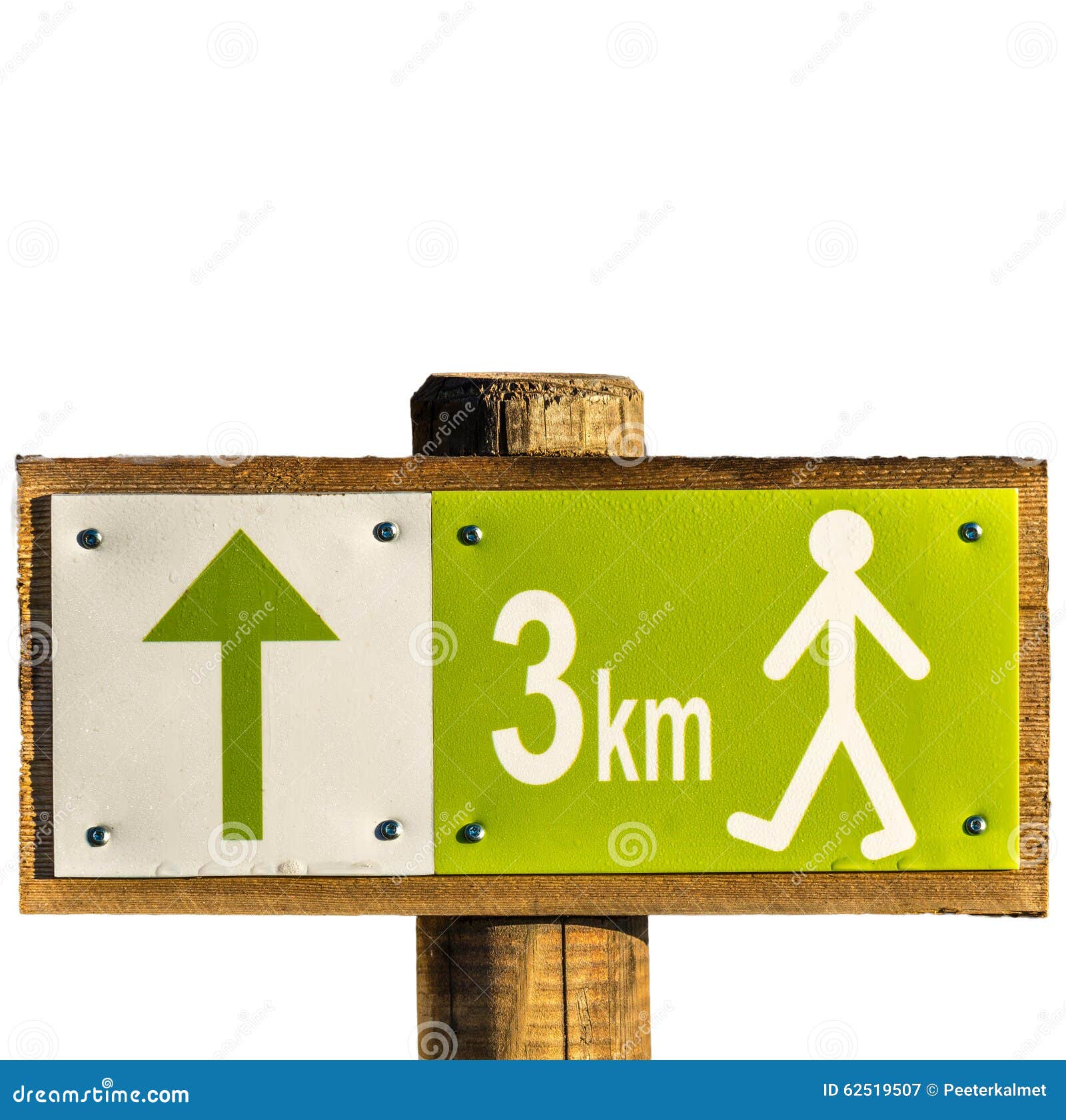 Hiking Sign with Distance 3 Km Stock Image - Image of arrow, distance ...