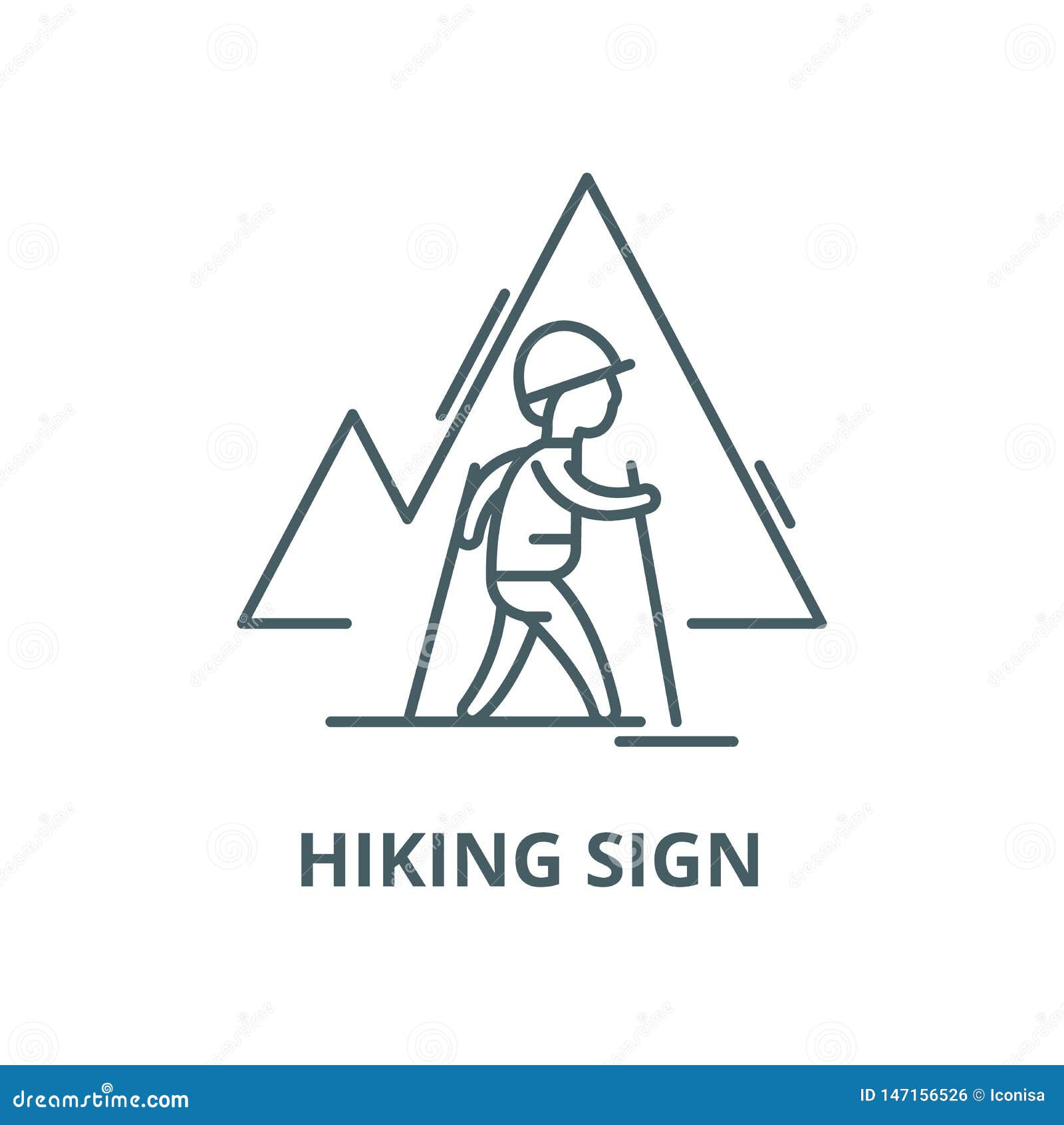 Hiking Sign Vector Line Icon, Linear Concept, Outline Sign, Symbol ...
