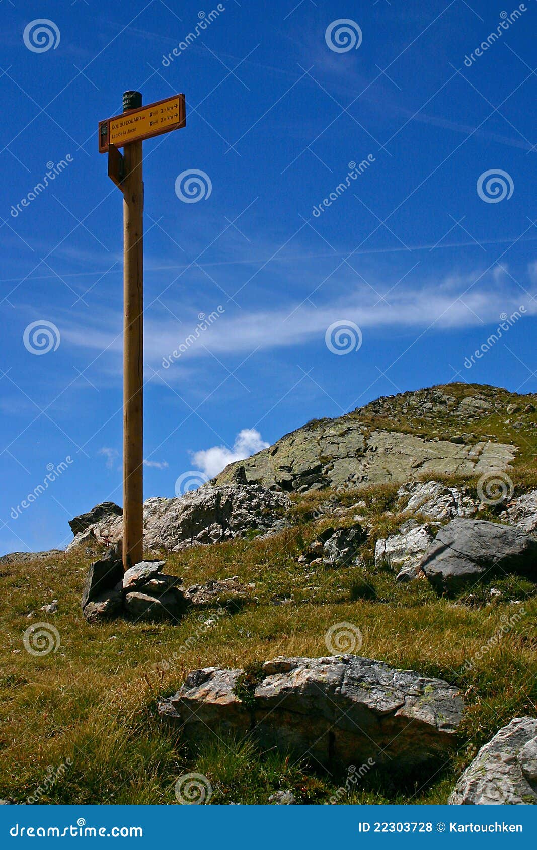 Hiking Signpost with Grass stock photo. Image of cloud - 22303728