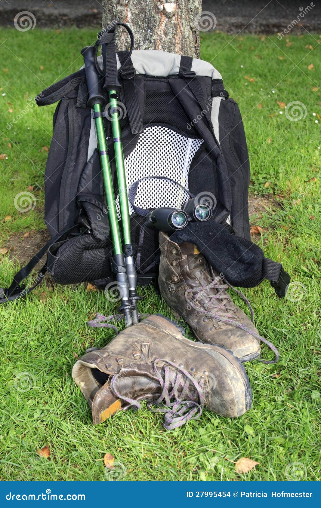 Hiking stuff stock photo. Image of equipment, grass, backpack - 27995454