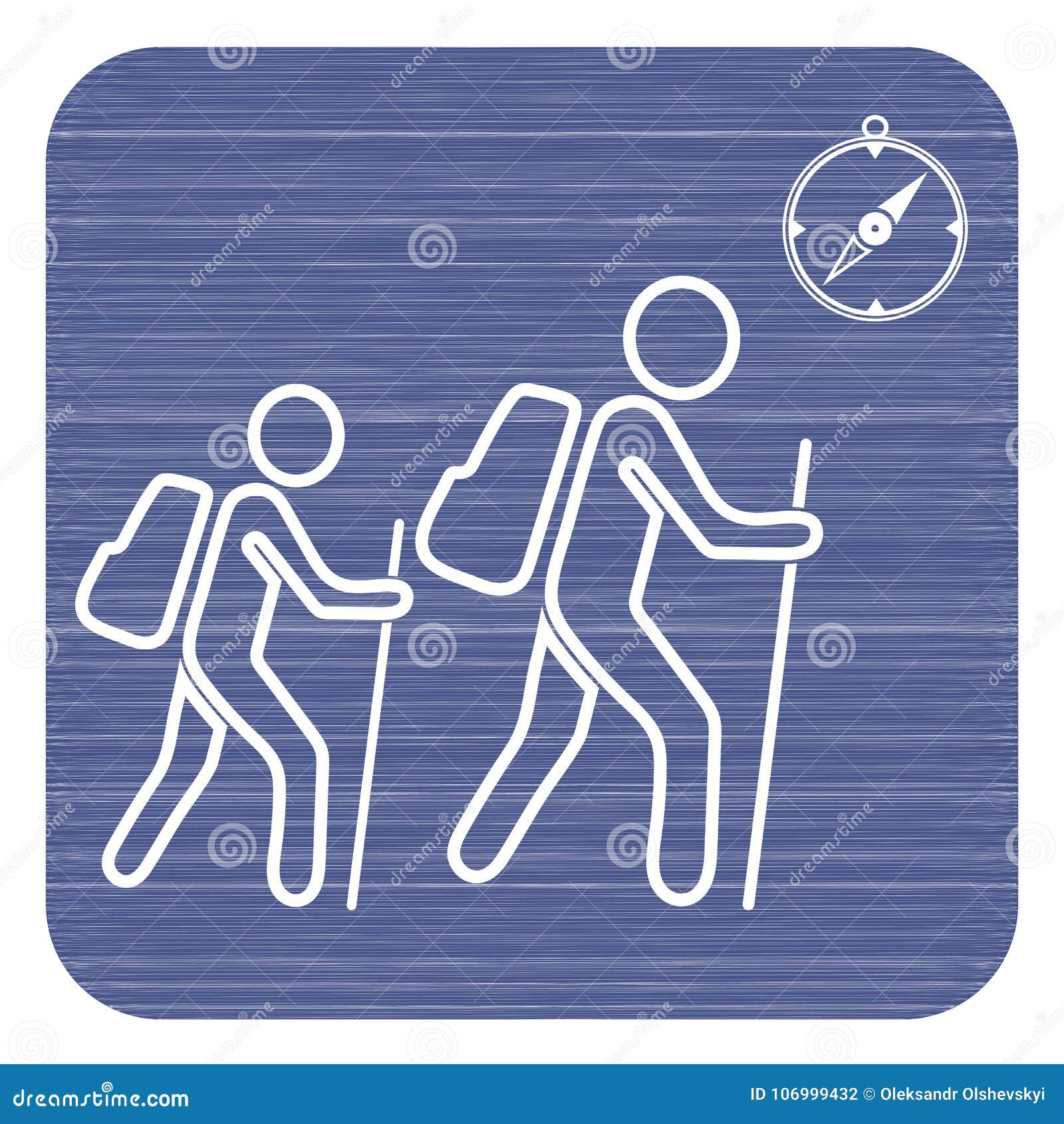 Hiking Tourists with Compass Icon Stock Vector - Illustration of ...
