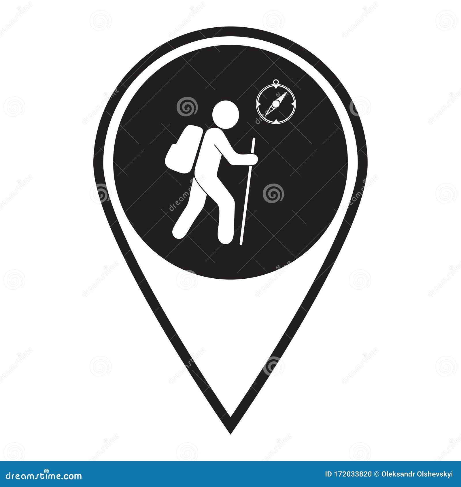 Hiking Tourists with Compass Icon Stock Vector - Illustration of ...