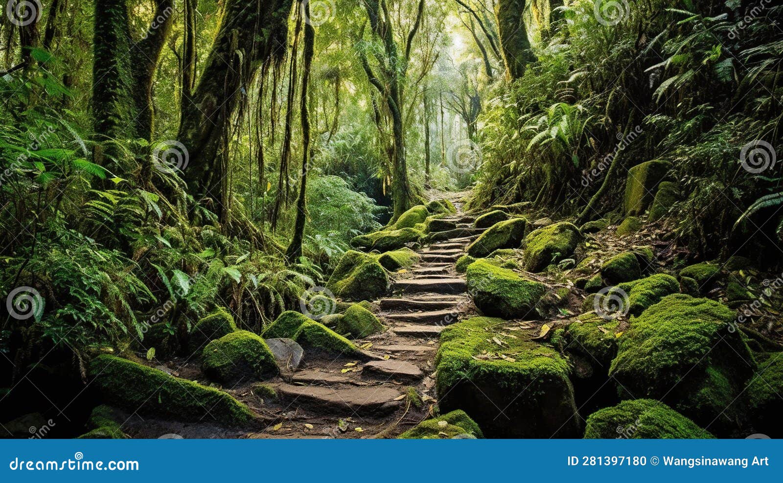 Hiking Trail Meandering through Lush Rainforest, Generative AI Stock ...