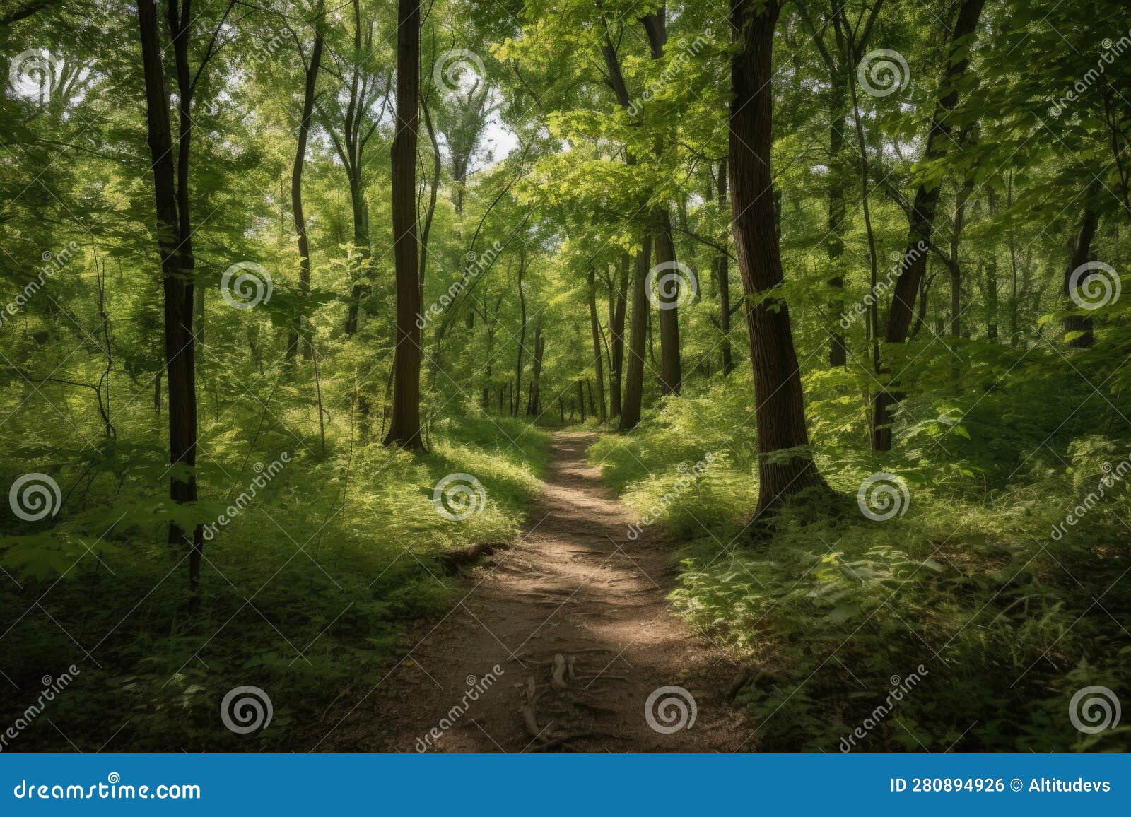 Hiking Trail Meanders through Forest, with Canopy of Trees Overhead ...