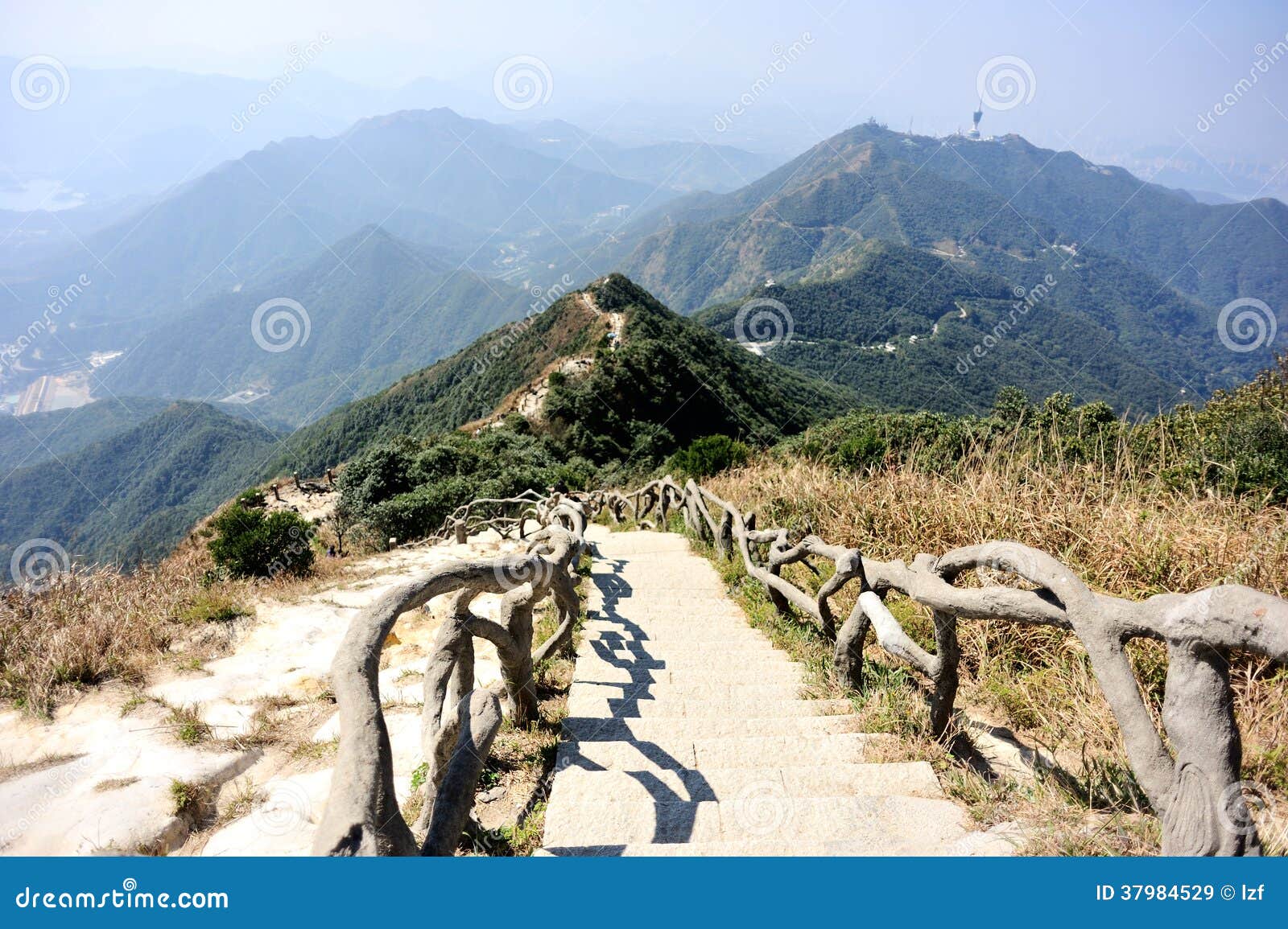 Hiking trail on mountain stock image. Image of handrail - 37984529