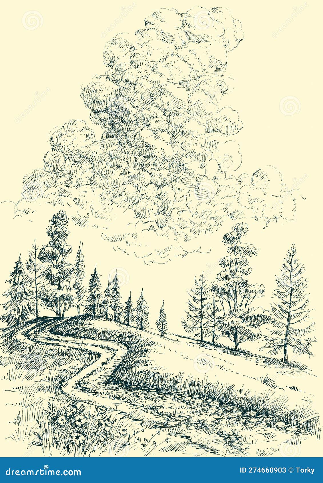 Hiking Trail in the Mountains Stock Vector - Illustration of high, peak ...