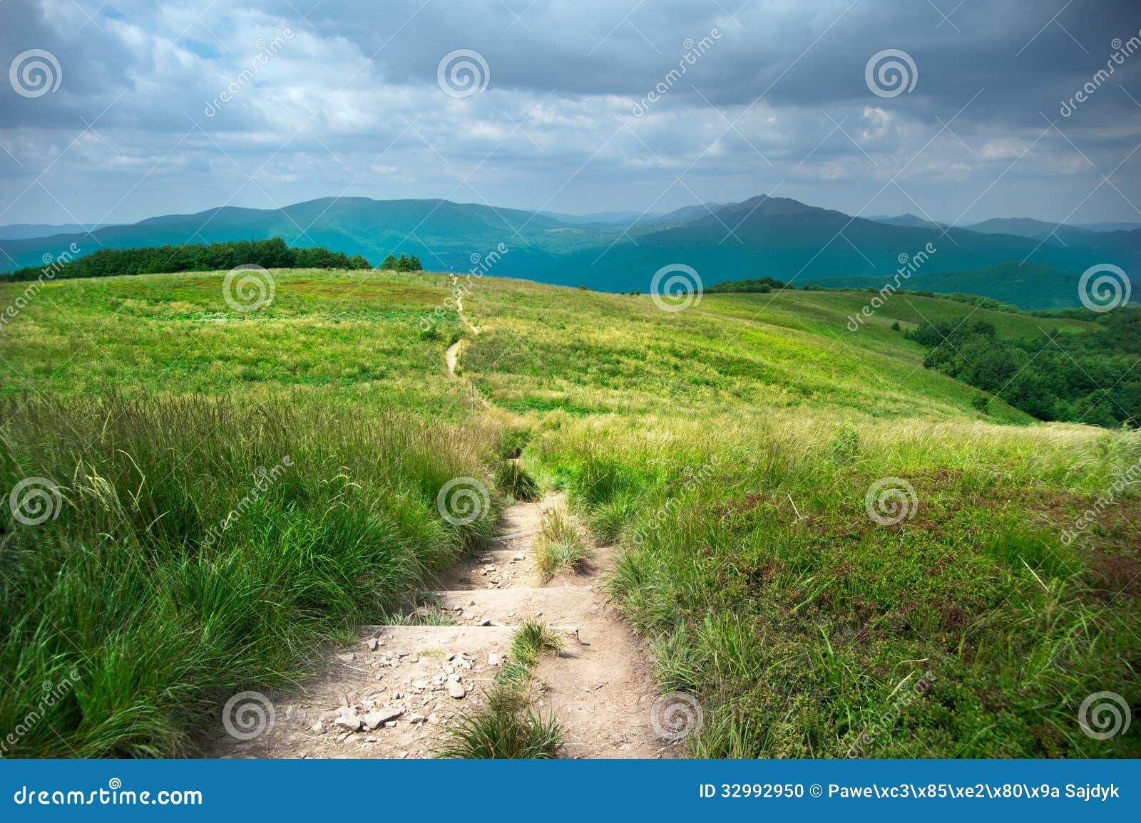 Hiking Trail in Mountains Landscape Stock Photo - Image of calm ...