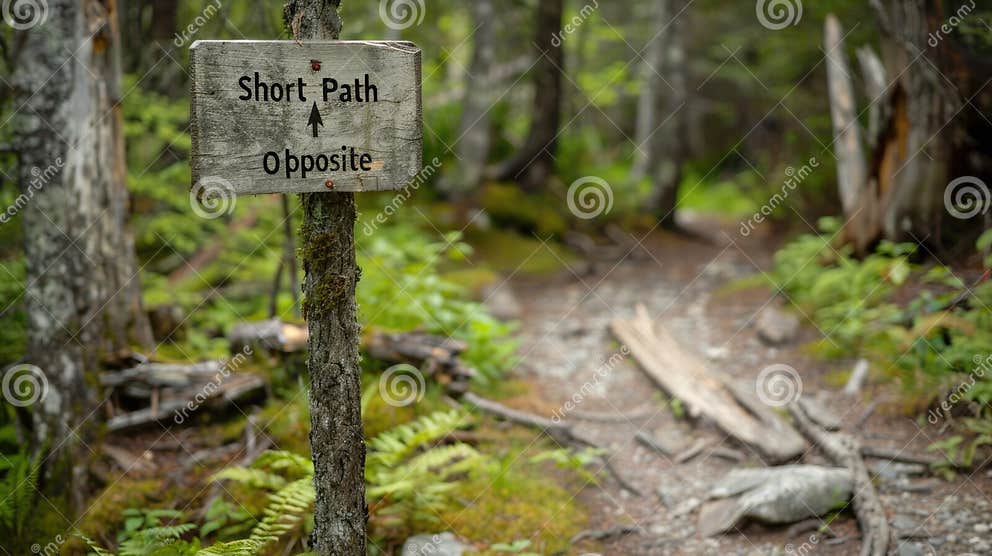 Confusing Trail Sign on Forest Path in Lush Woodland Setting,Opposite ... Confusing Trail Sign on Forest Path in Lush Woodland Setting,Opposite ...