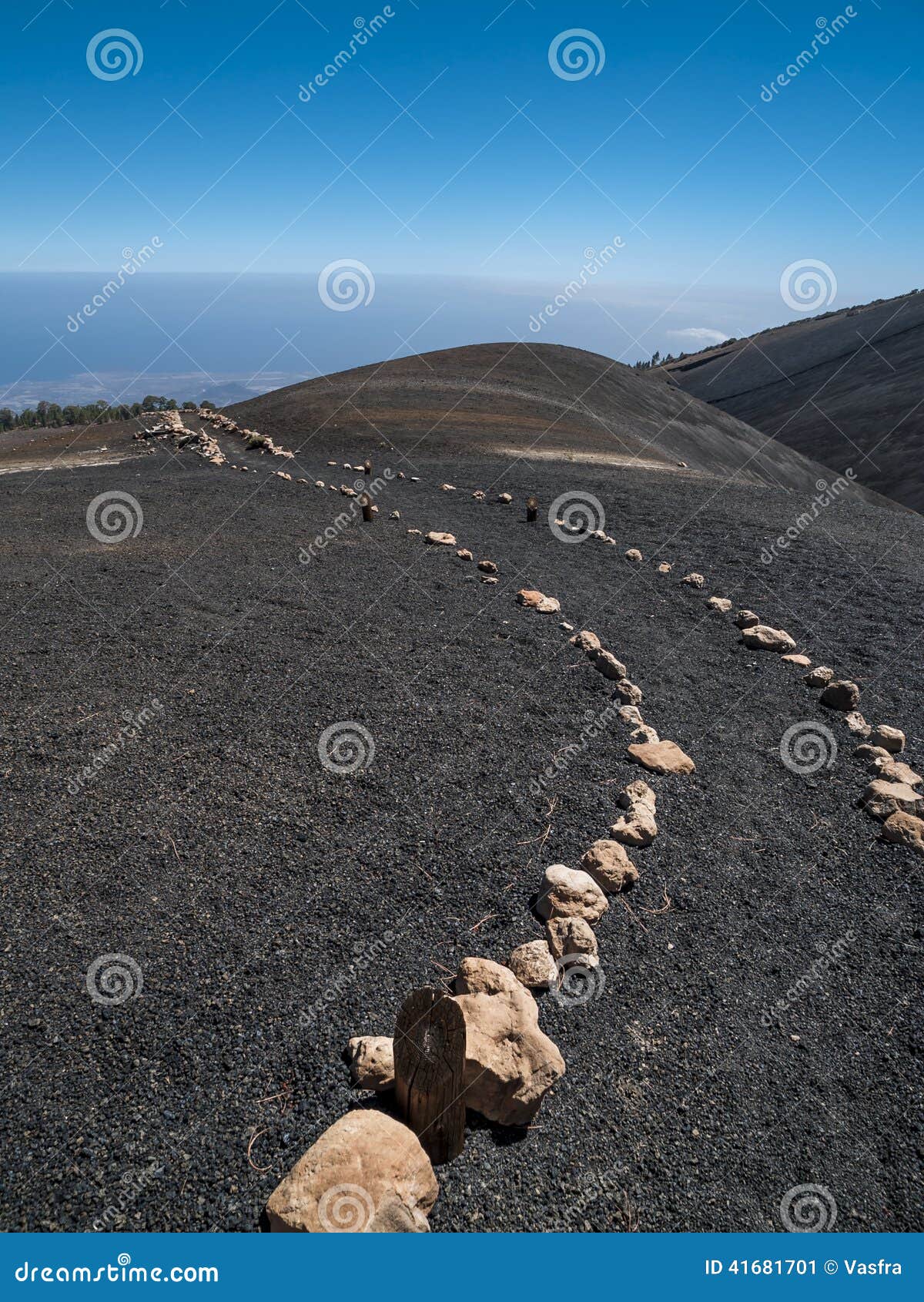 Hiking Trail in a Volcanic Ground Stock Image - Image of tourism ...