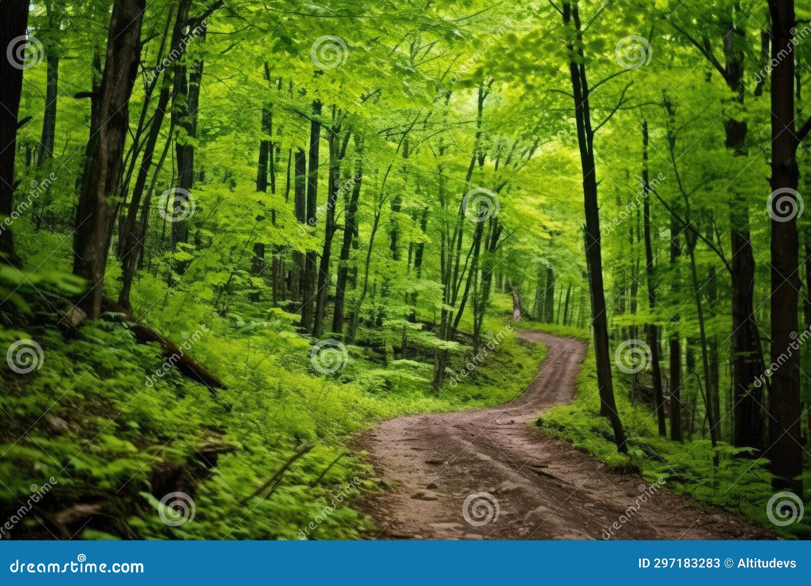Hiking Trail Winding through a Dense Deciduous Forest Stock Image ...