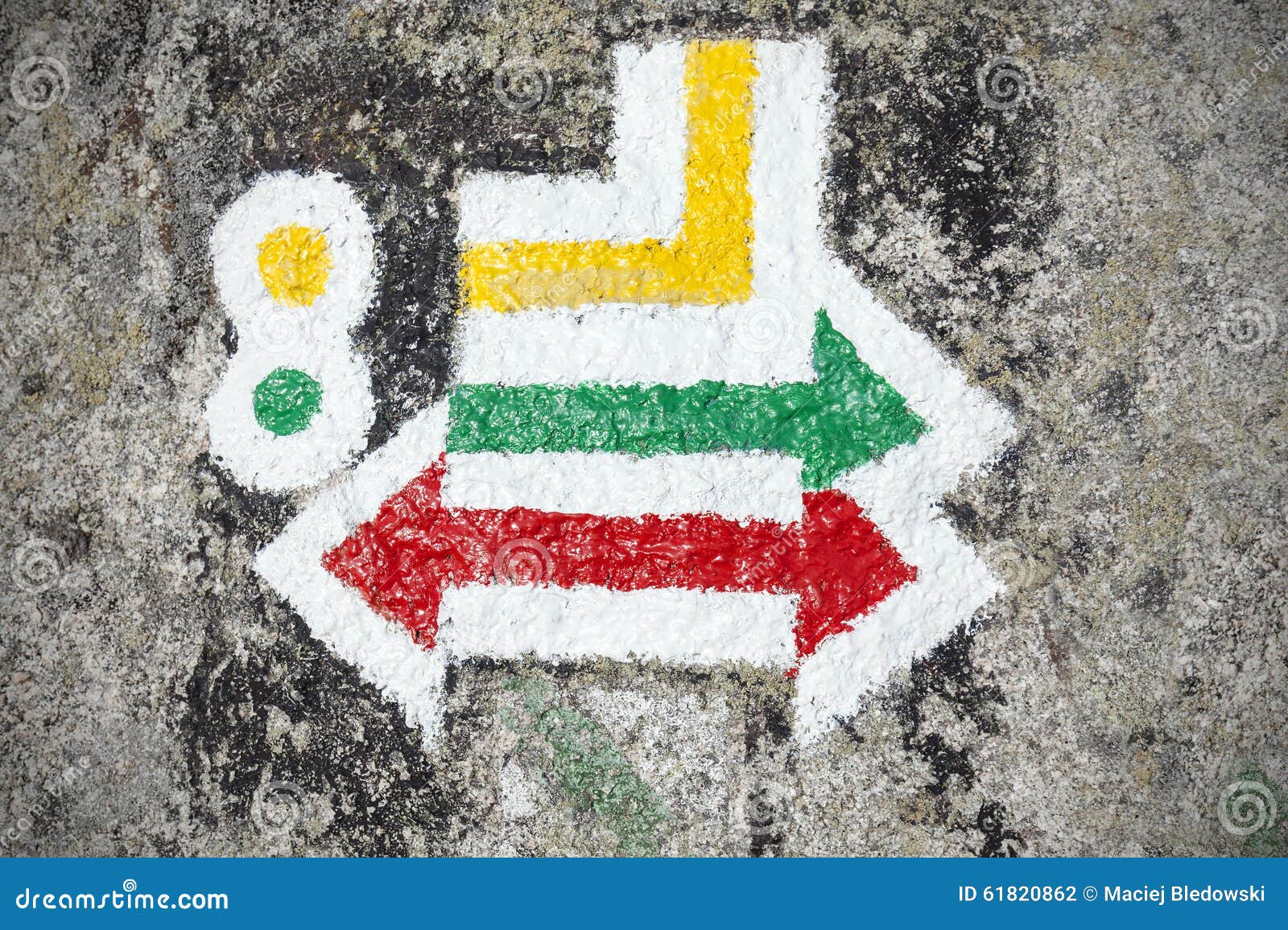 Hiking Trails Signs Painted on Rock Stock Photo - Image of active ...