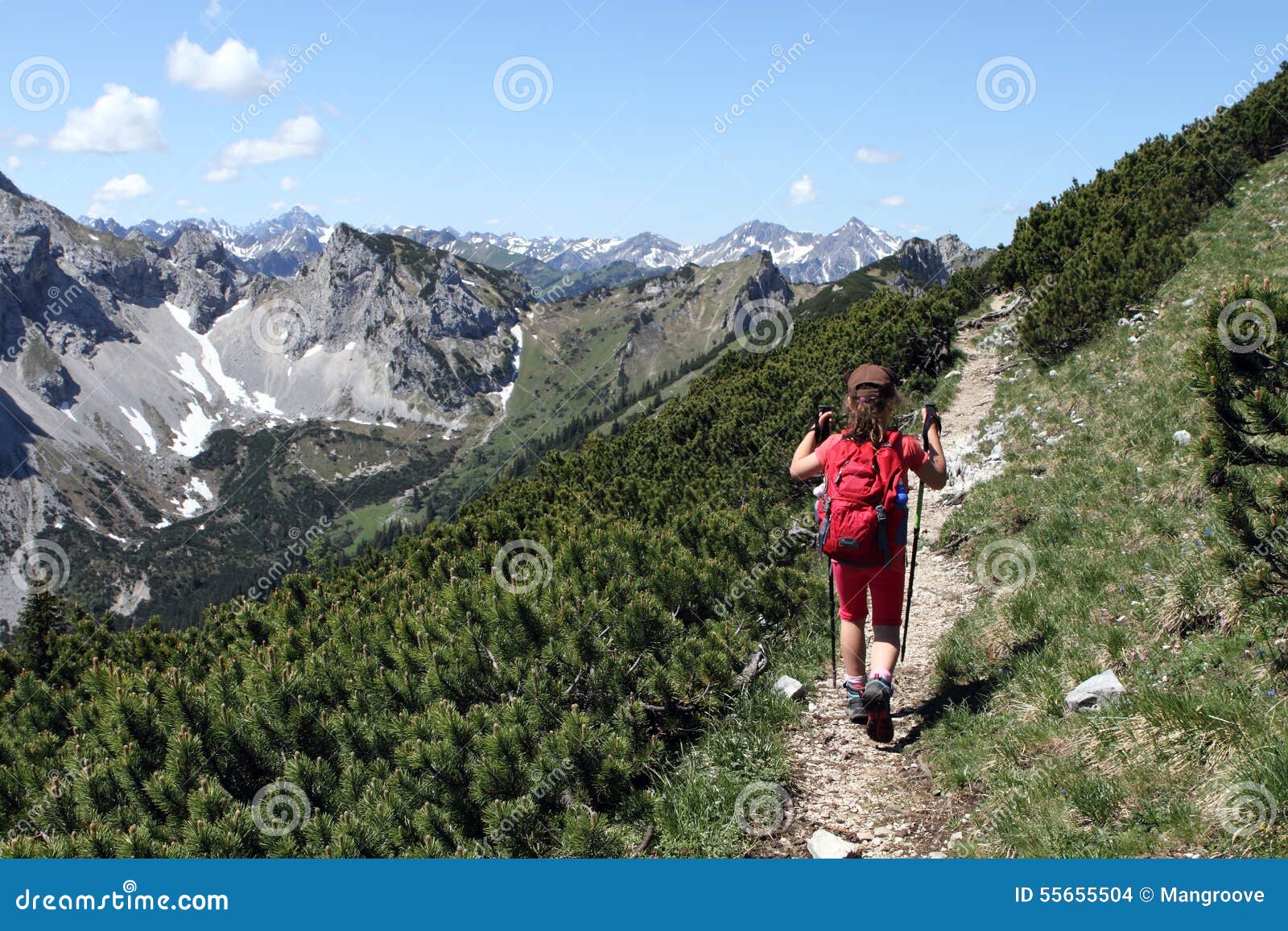 Hiking Trekking Child in the Alps Stock Photo - Image of family, peak ...