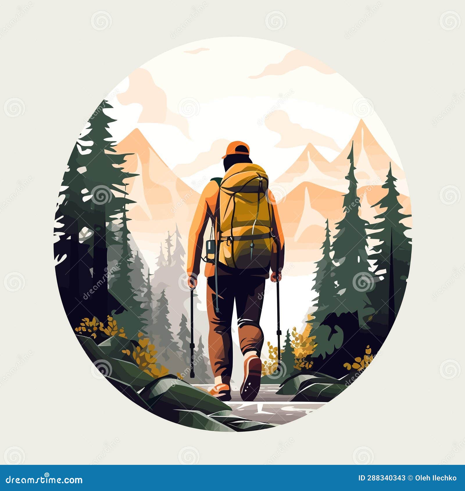 Hiking Vector Flat Minimalistic Asset Isolated Illustration Stock ...
