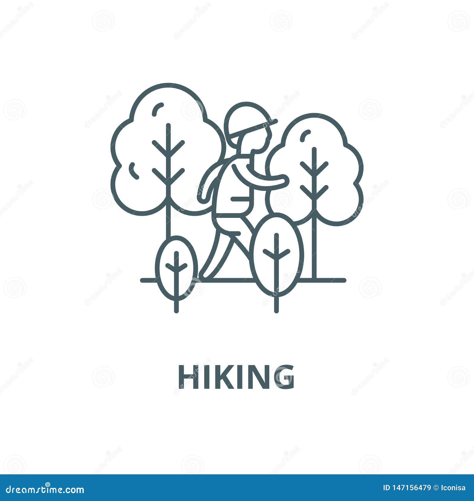 Hiking Vector Line Icon, Linear Concept, Outline Sign, Symbol Stock ...