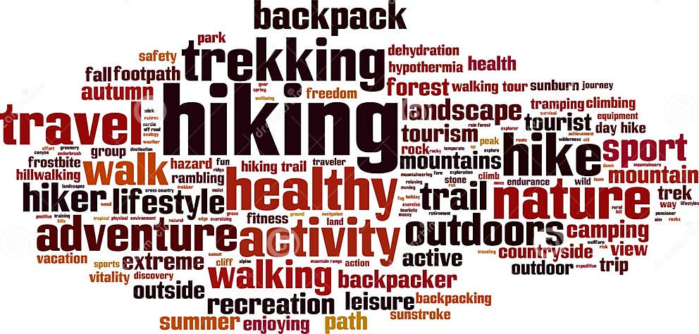 Hiking word cloud stock vector. Illustration of backpack - 174872210