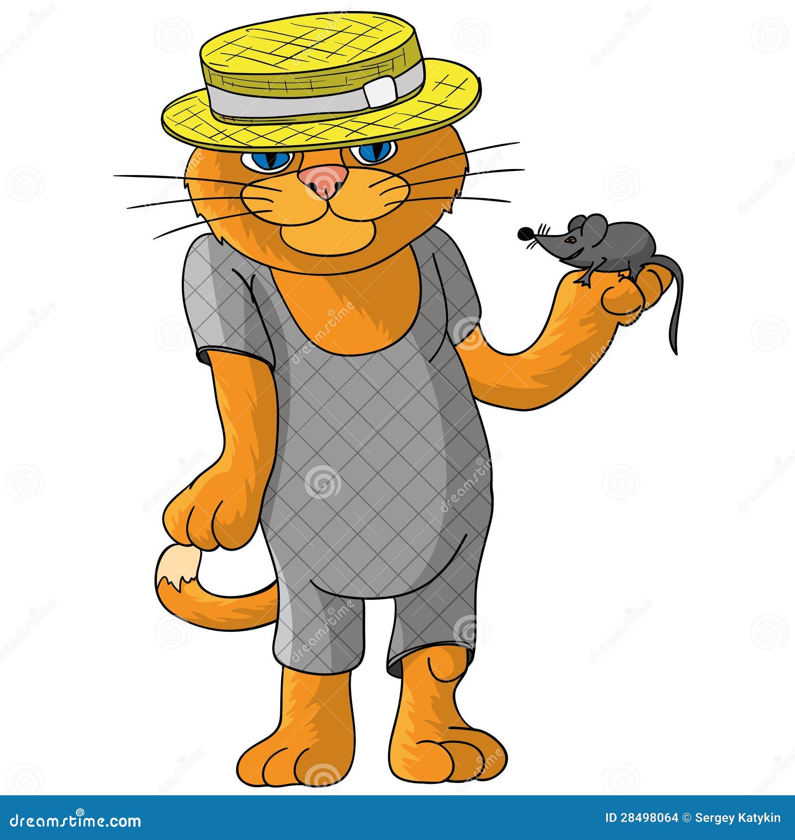 Hilarious Cat in a Straw Hat. Stock Vector - Illustration of black ...