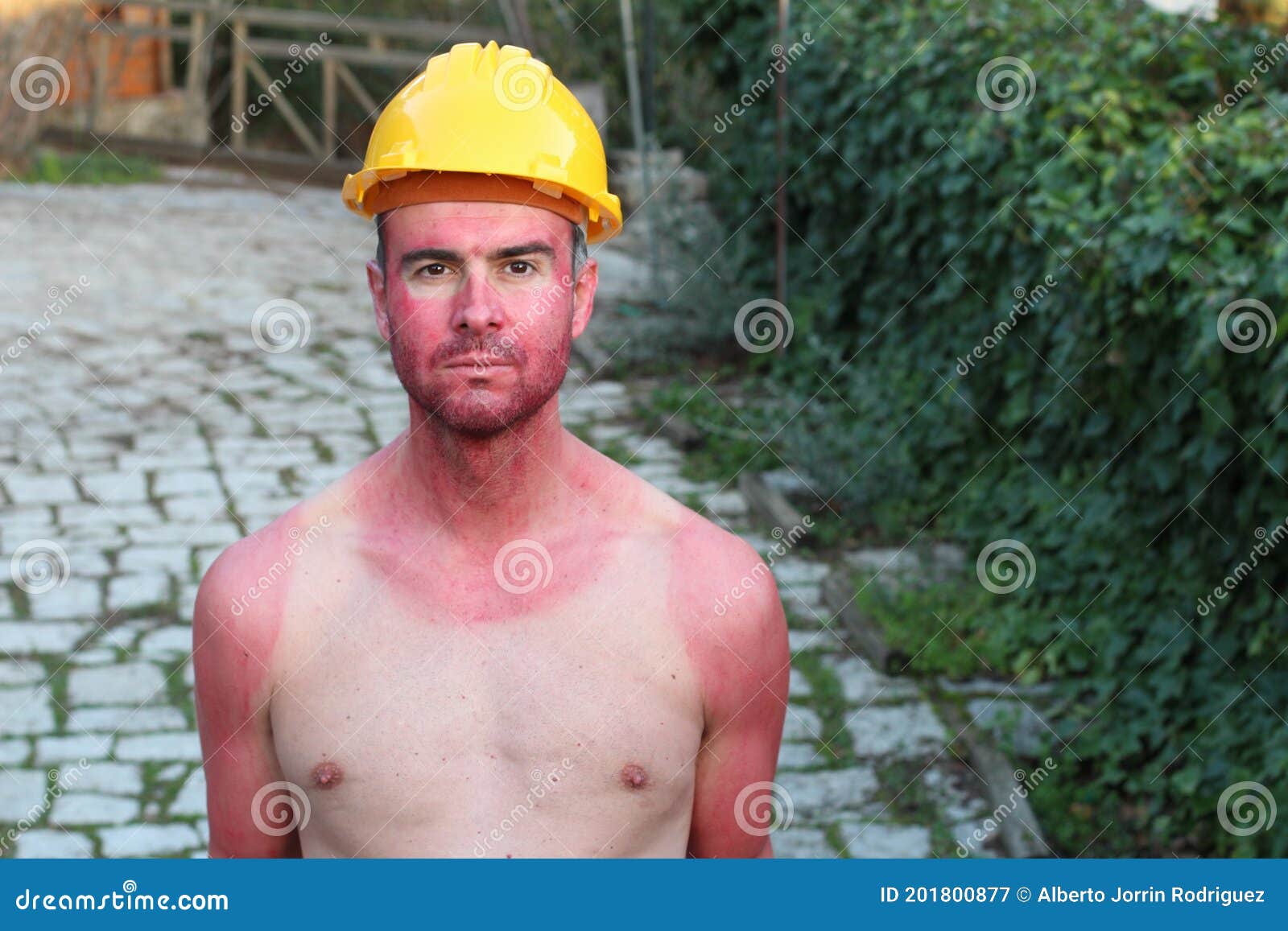 Hilarious Construction Worker with Tank Top Tan Lines Stock Image ...