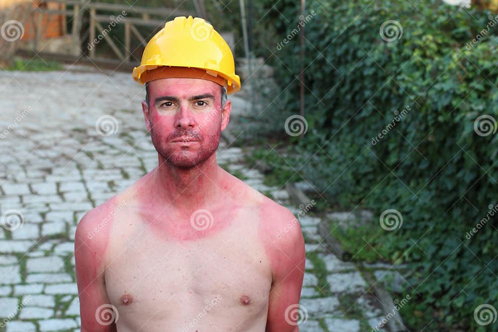 Hilarious Construction Worker with Tank Top Tan Lines Stock Image ...