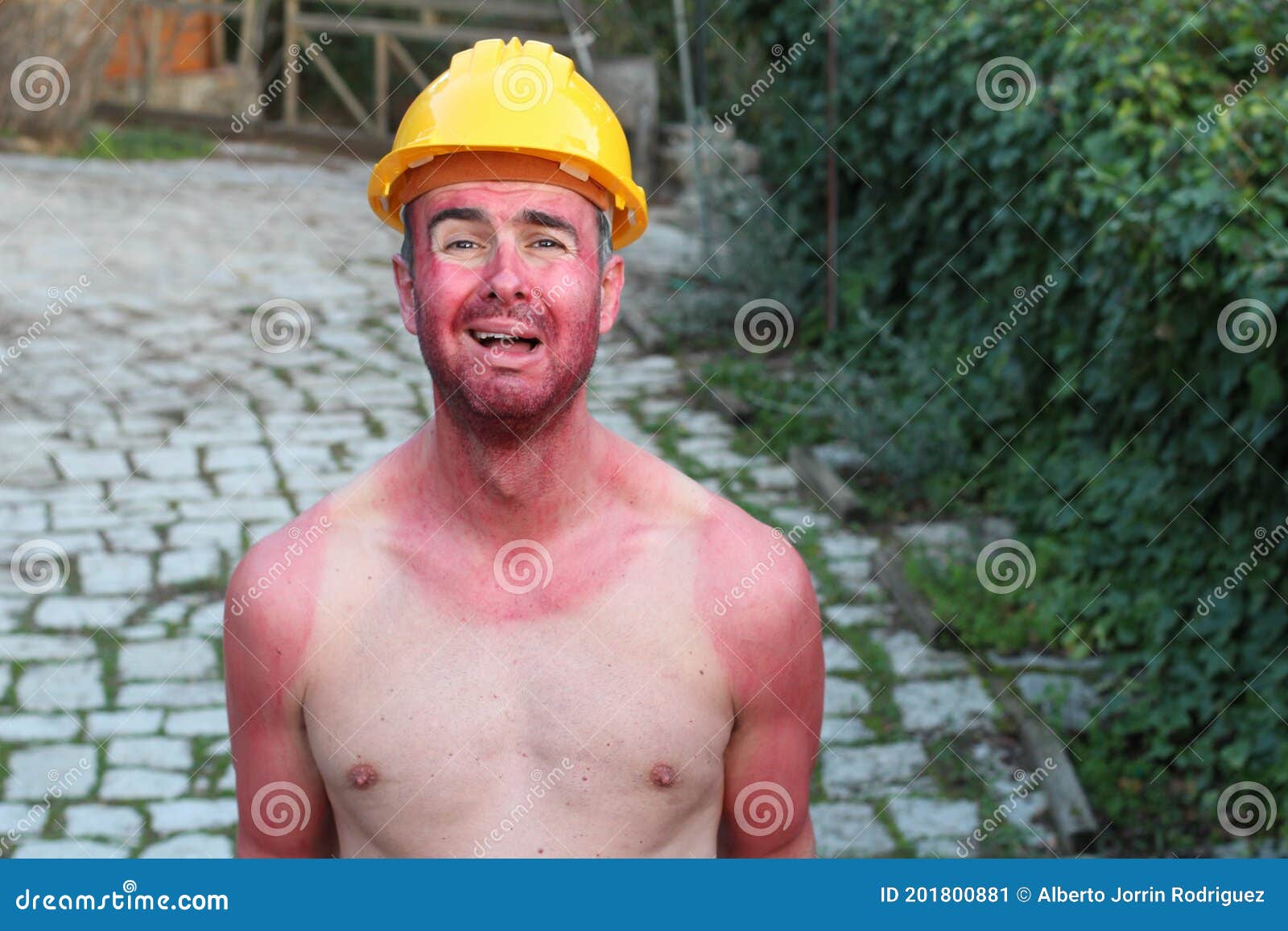 Hilarious Construction Worker with Tank Top Tan Lines Stock Image ...