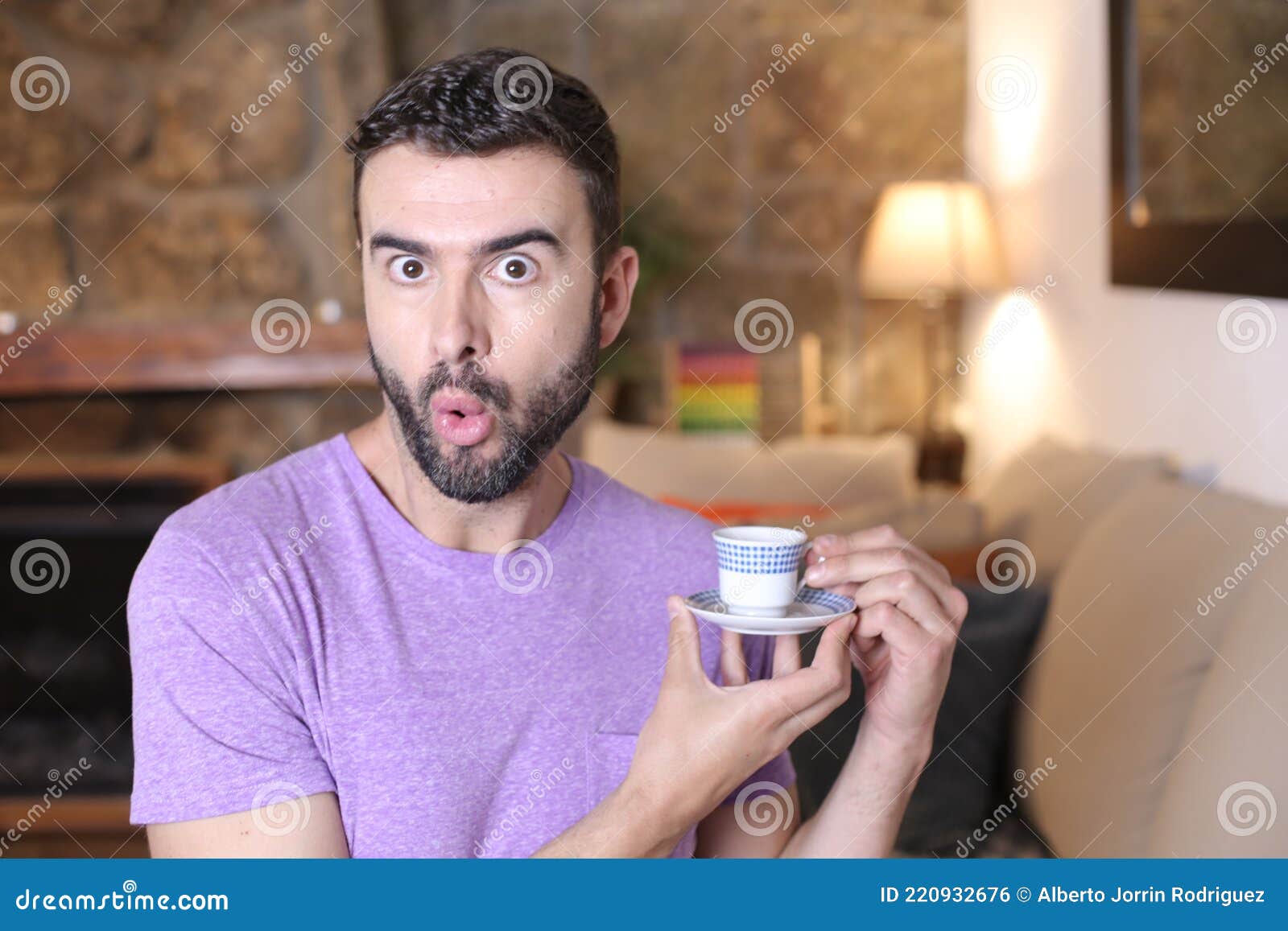 Hilarious Man Gossiping during Tea Time Stock Photo - Image of coffee ...