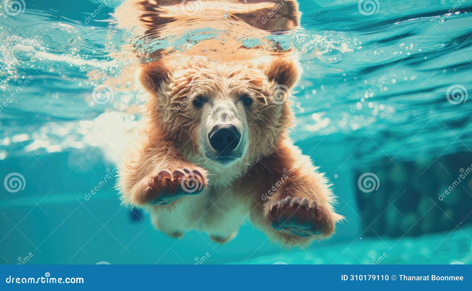 Hilarious Underwater Scene Bear in Pool Plays Deep Dive Action, Ai ...