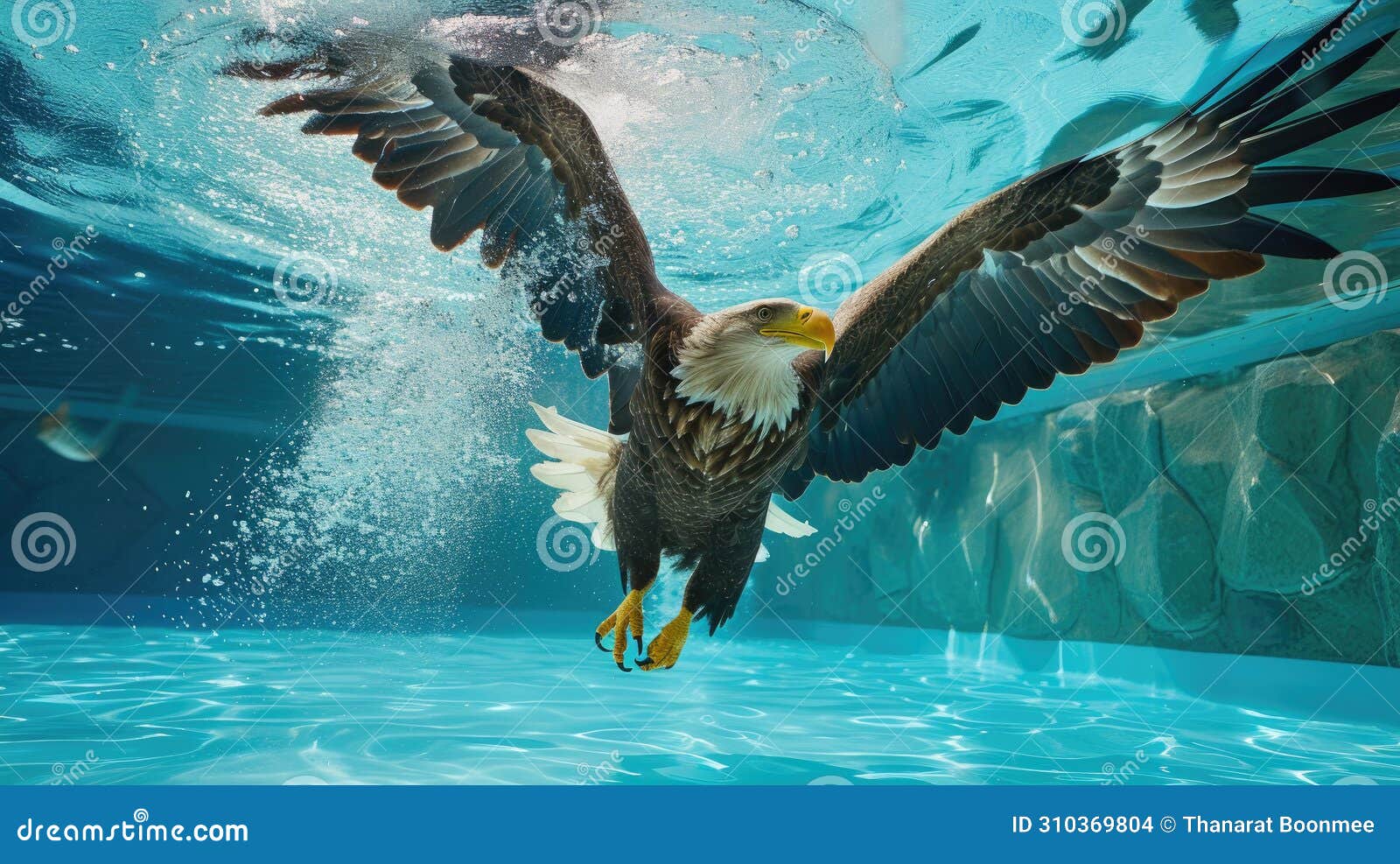 Hilarious Underwater Scene Eagle in Pool Plays Deep Dive Action, Ai ...