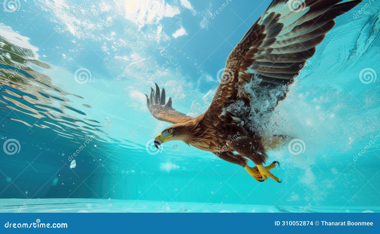 Hilarious Underwater Scene Eagle in Pool Plays Deep Dive Action, Ai ...