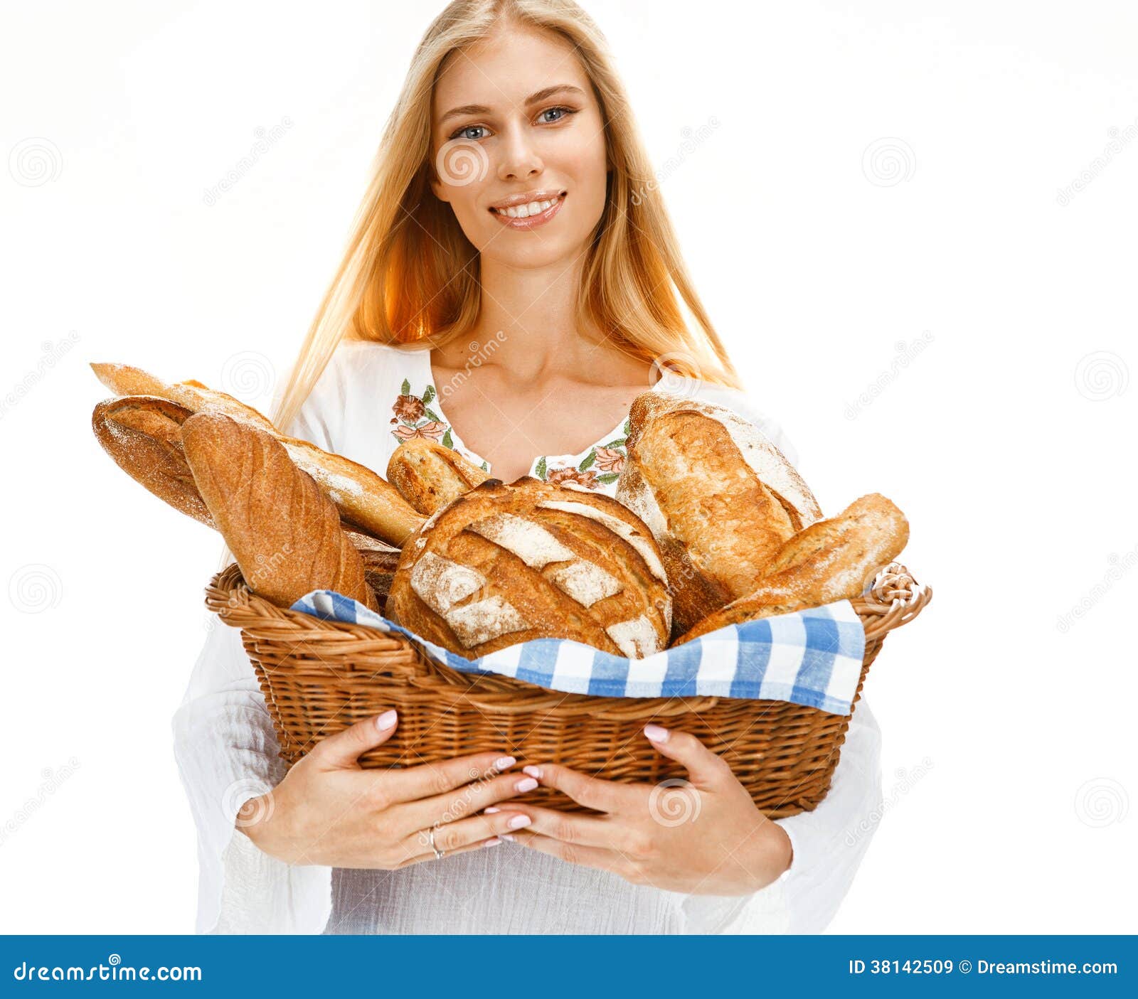 Hilarious Woman with Bread and Rolls Stock Image - Image of expressions ...