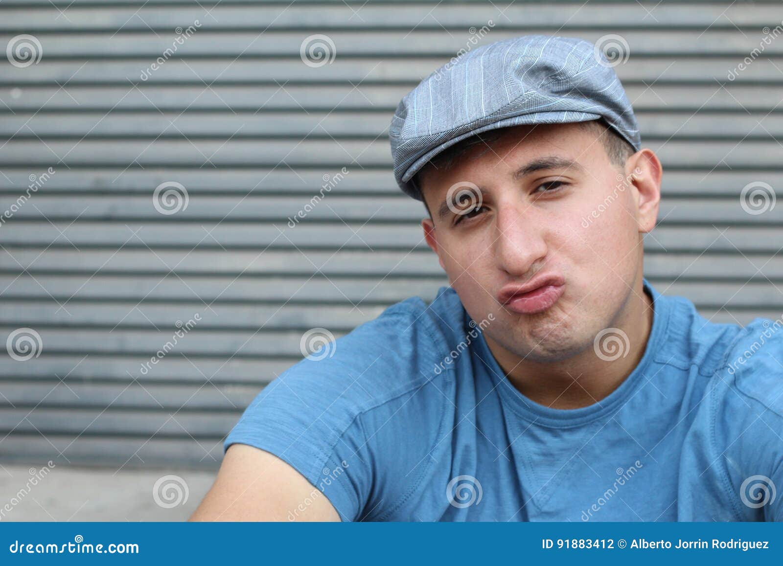 Hilarious Young Guy with Pursed Lips or Duck Lips Expression. Stock ...