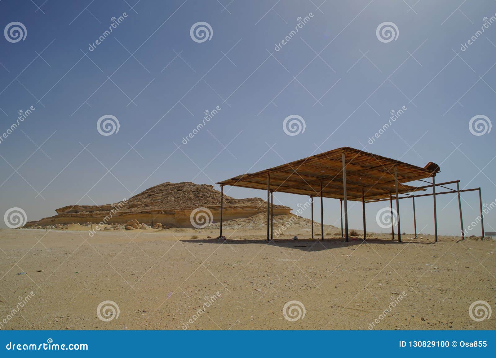 Hill in the Desert with a Shack in Front for Camping Stock Photo ...