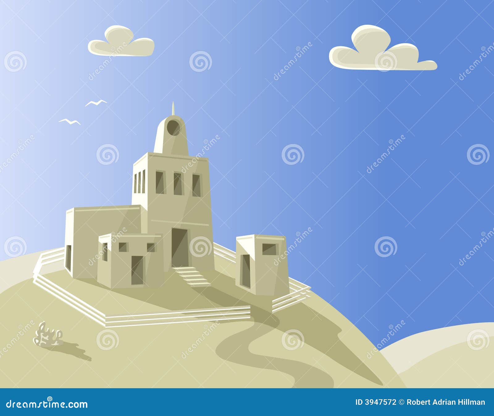 Hill house stock vector. Illustration of morning, graphic - 3947572
