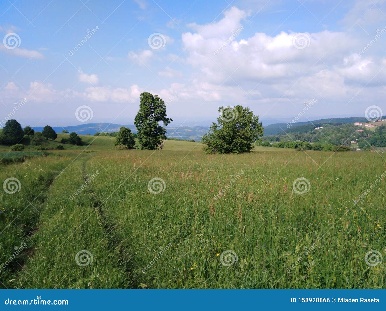 Hill Pastures with Light Slope Elevations Stock Photo - Image of calm ...