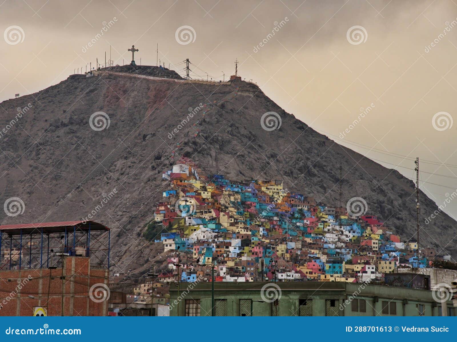 Hill with the Slums in Lima, Peru Stock Image - Image of colorful ...