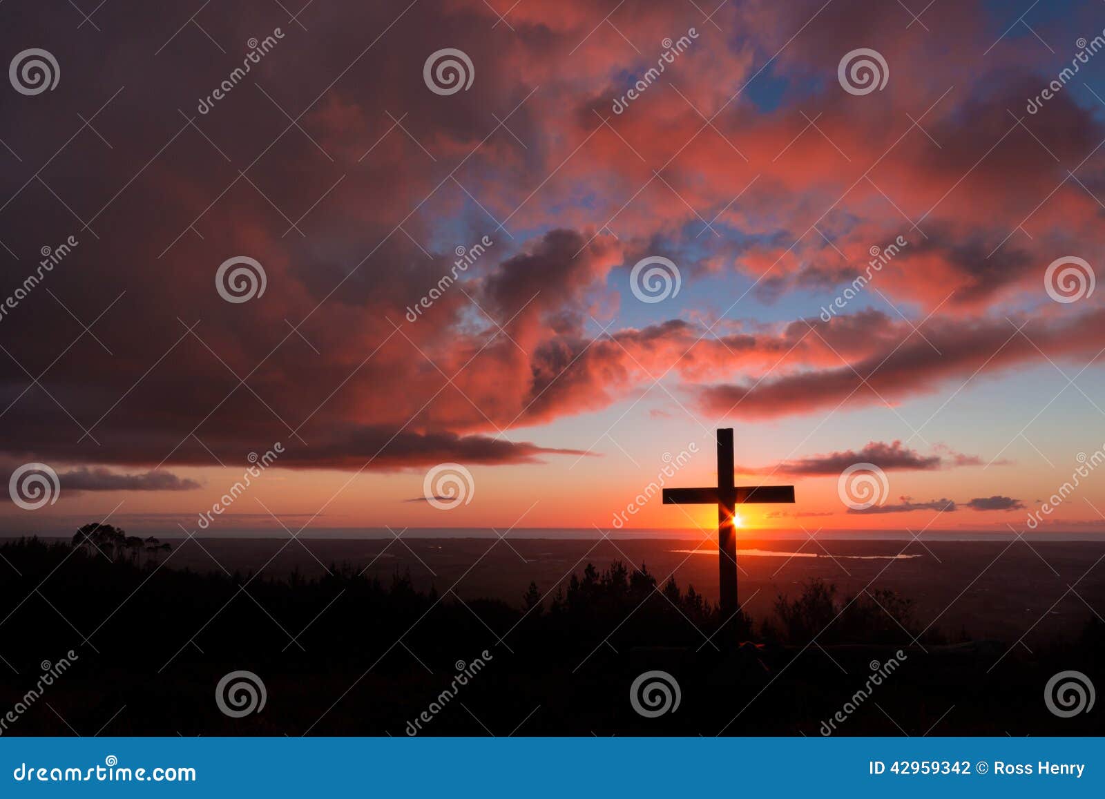 Hill Top Sunset Cross stock photo. Image of faith, salvation - 42959342