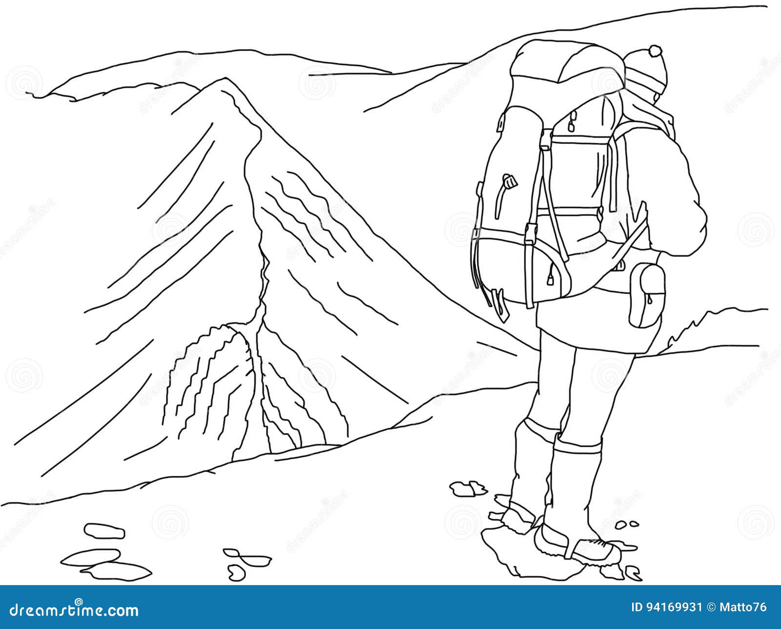 Hill Walker Illustration with Background Stock Illustration ...