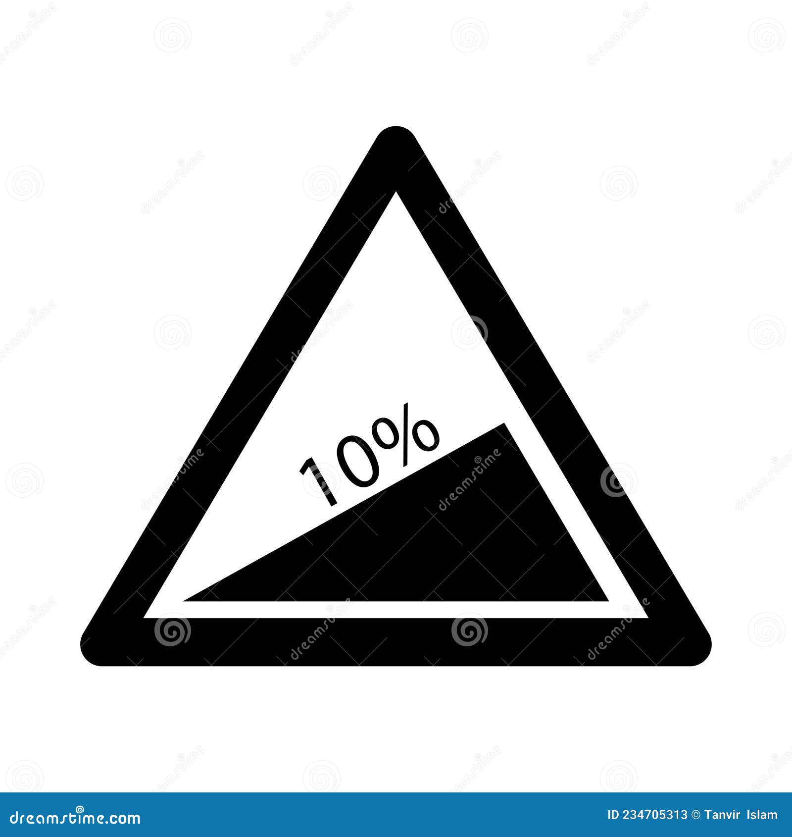 Warning Up To Hill Square Shaped Steep Climb 8% Traffic Road Sign ...