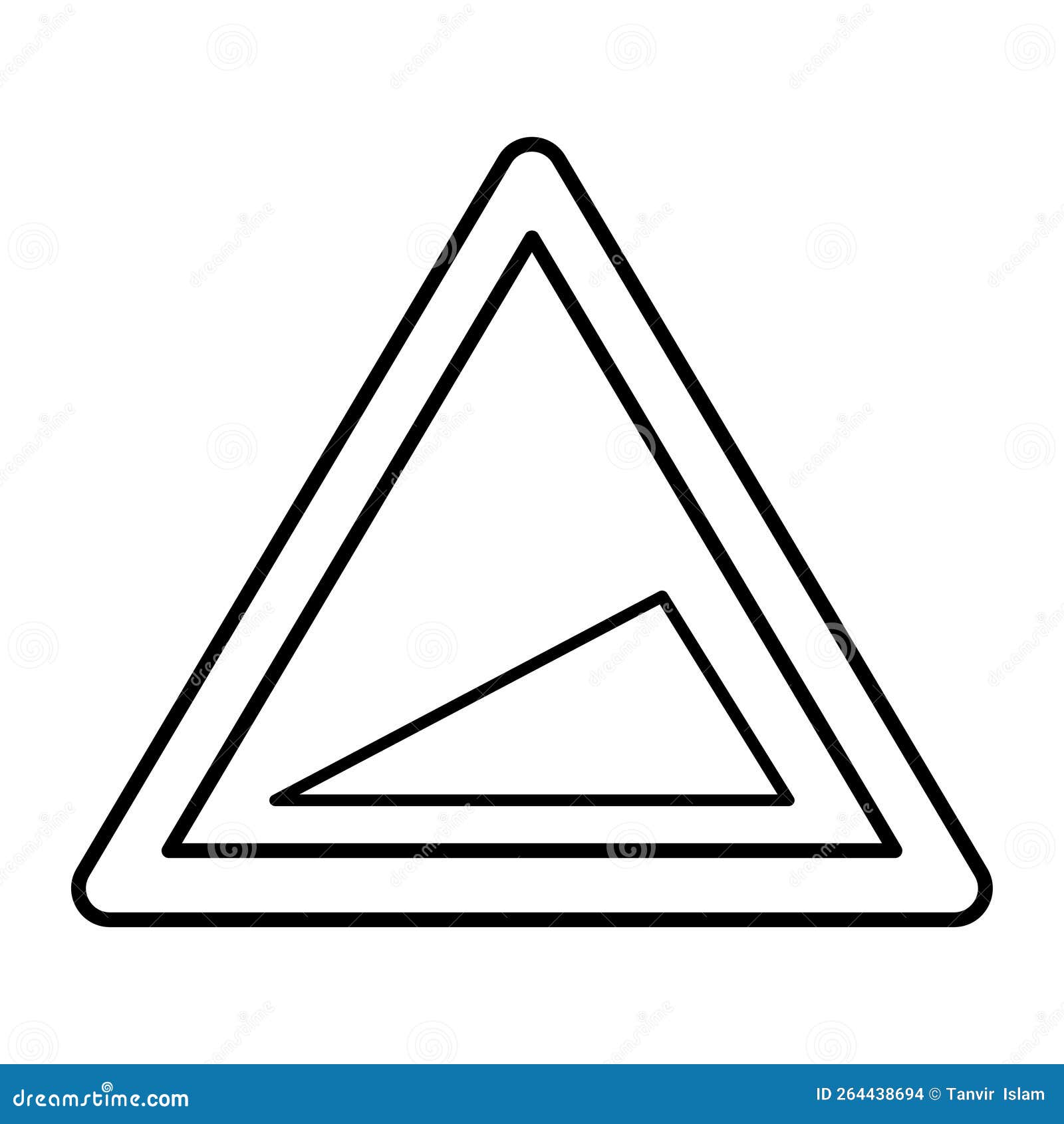 Hill Warning Road sign stock vector. Illustration of slope - 264438694