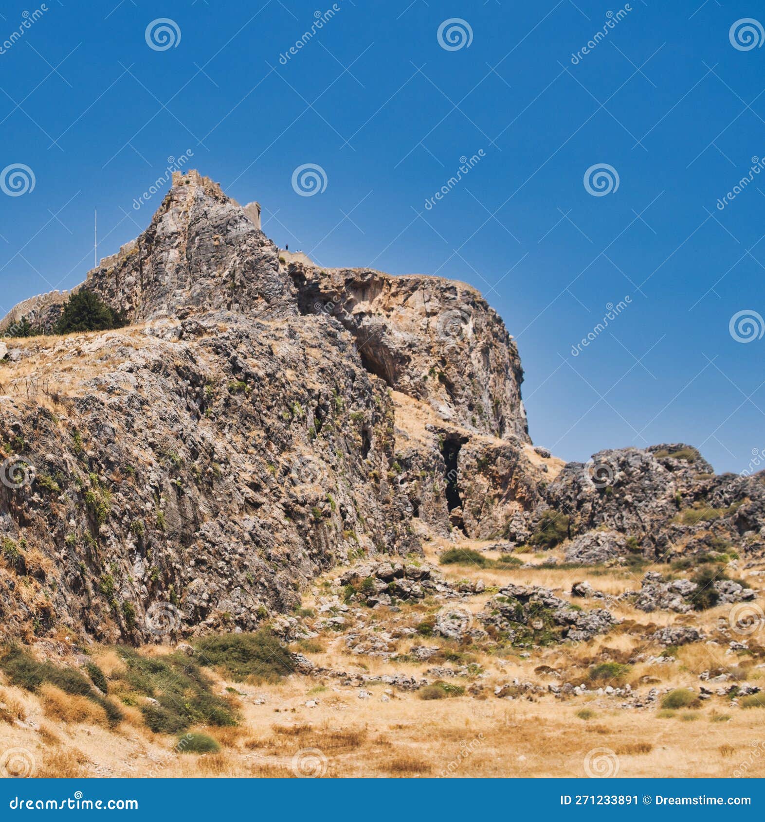 Hill Where Lindos Ancient Acropol is Located on Stock Image - Image of ...