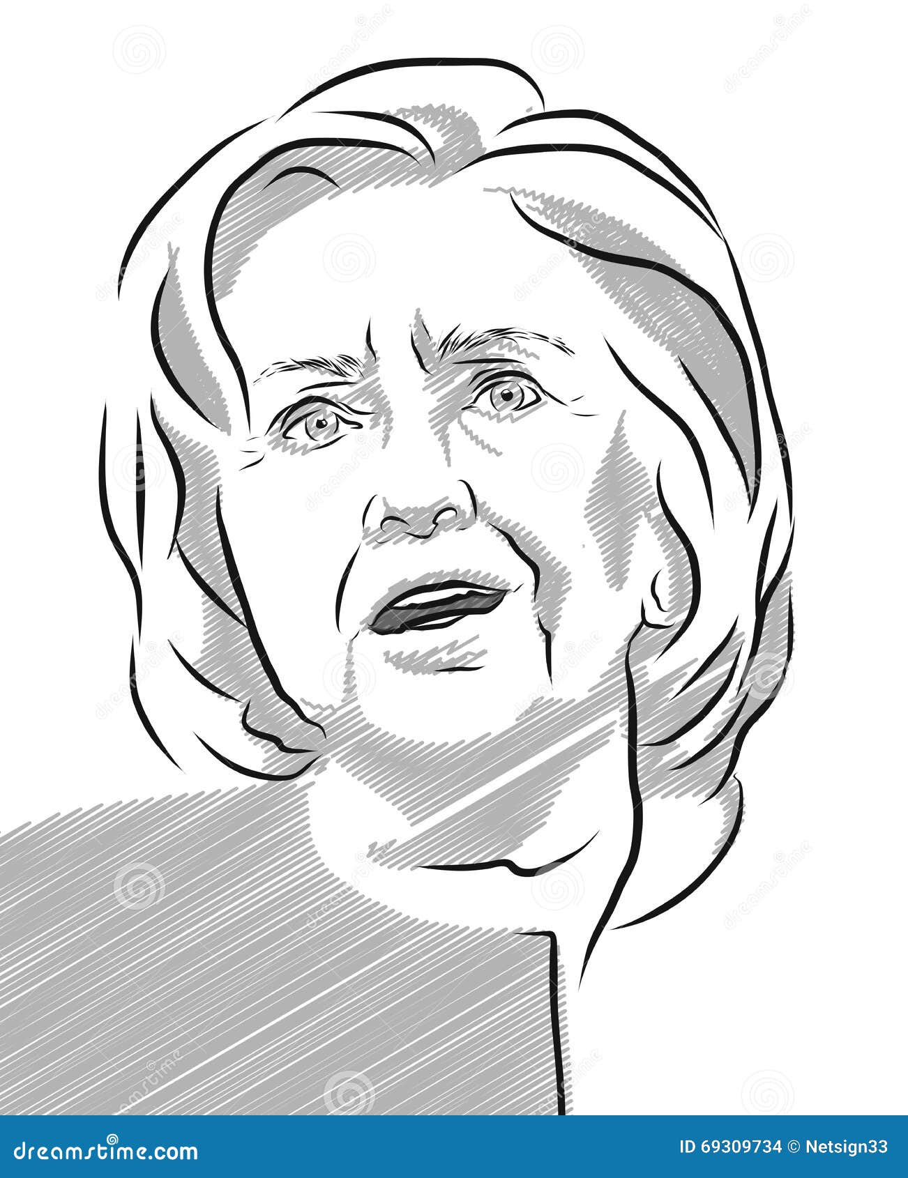 Hillary Clinton Portrait Vector Outline Illustration Editorial Stock ...