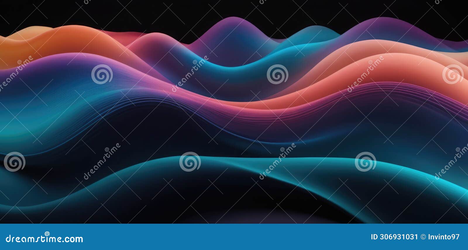 Hills of Color Gradient on Black Background. Volumetric Gradient Shapes ...
