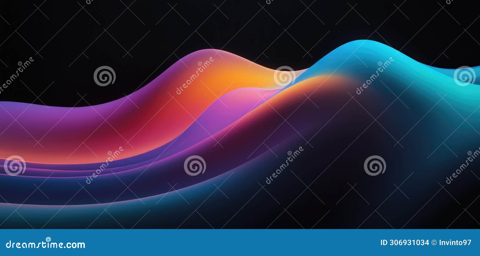 Hills of Color Gradient on Black Background. Volumetric Gradient Shapes ...