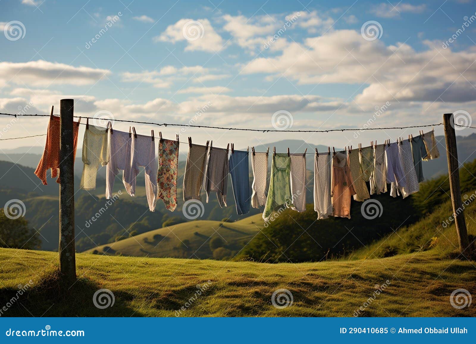 Hills Hoist Clothesline with Fresh Laundry. Generative by Ai Stock ...