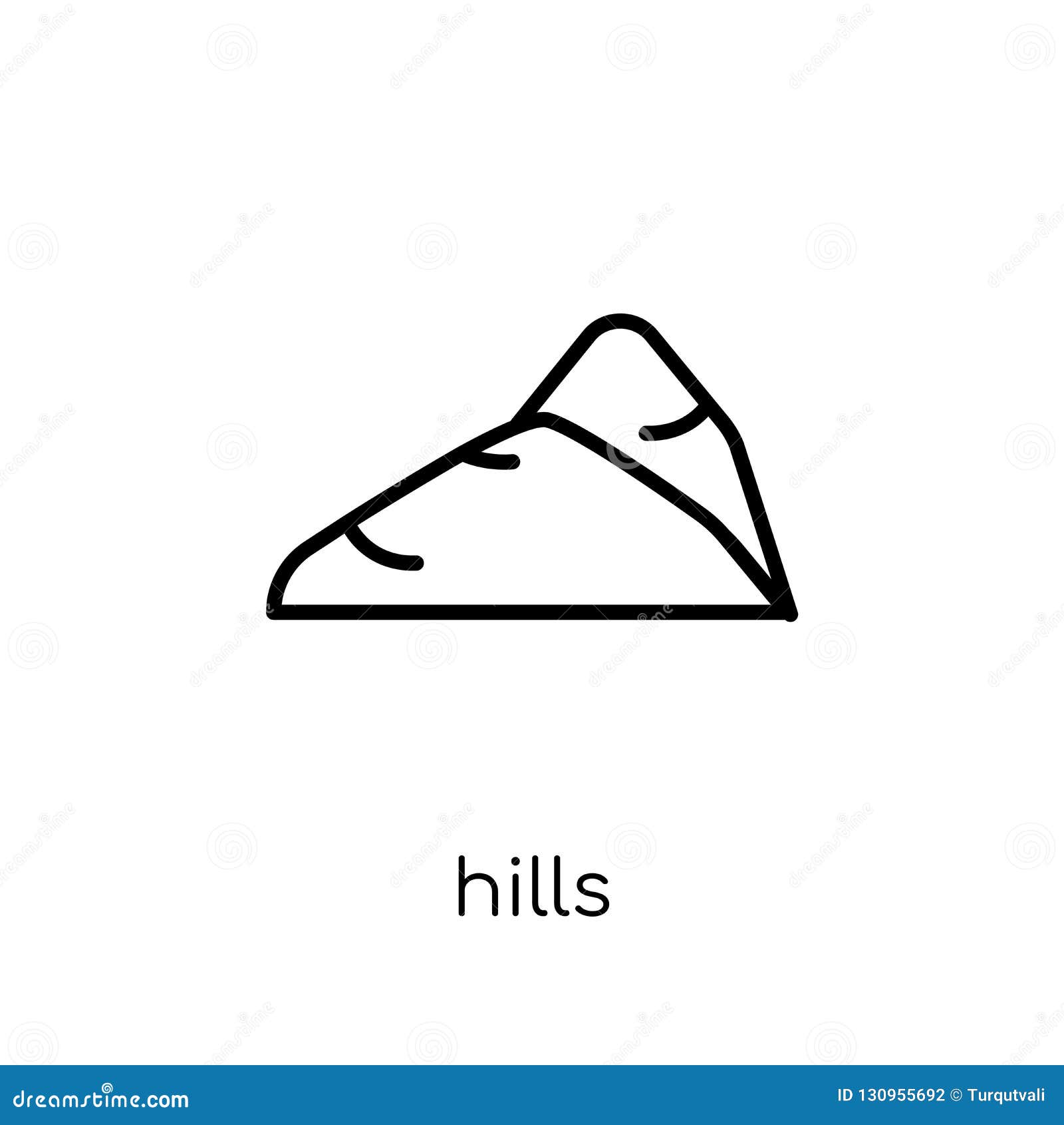 Hills Icon. Trendy Modern Flat Linear Vector Hills Icon on White Stock ...