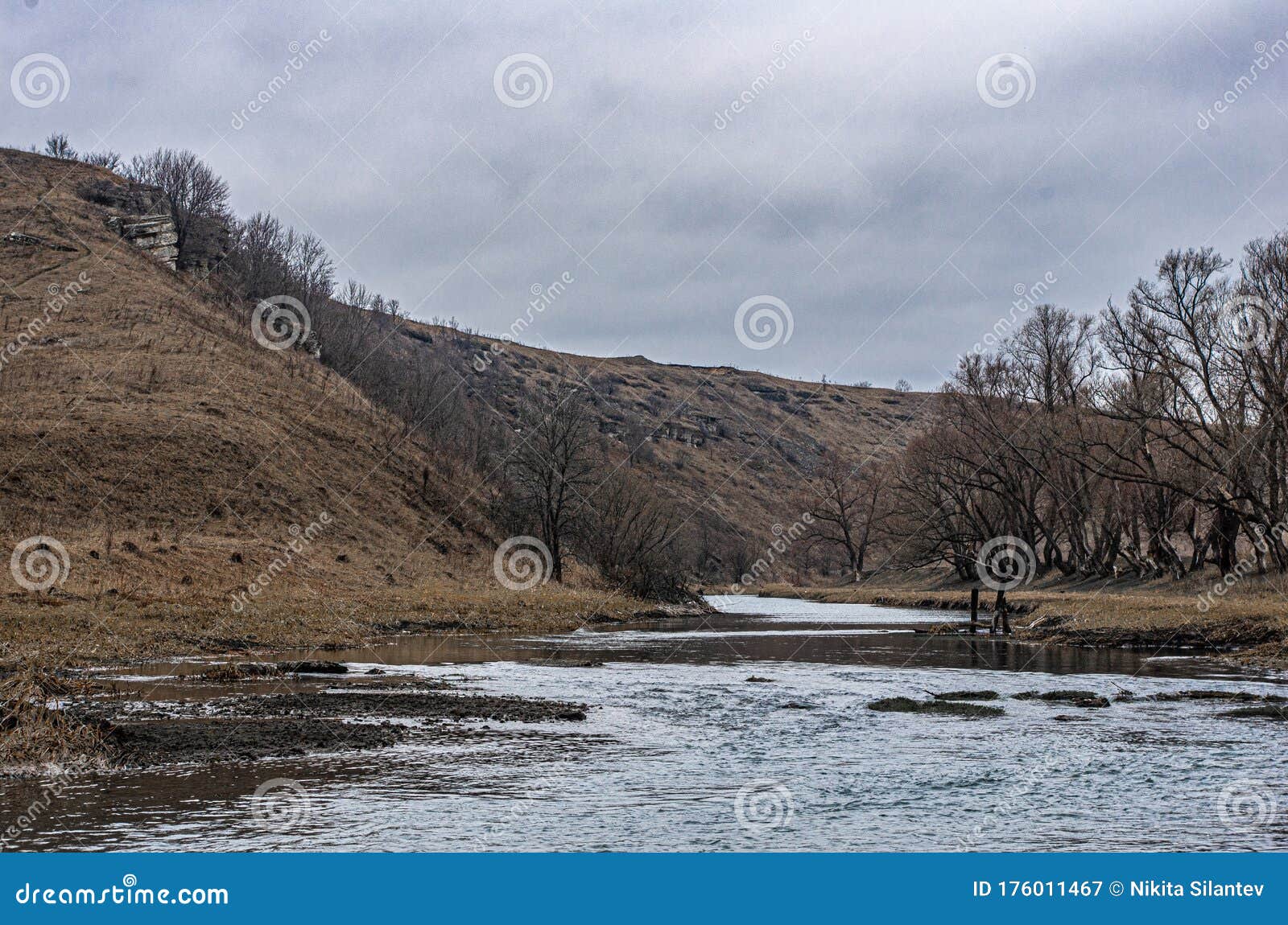 Hills and Steppe at the River Stock Image - Image of geology, stream ...