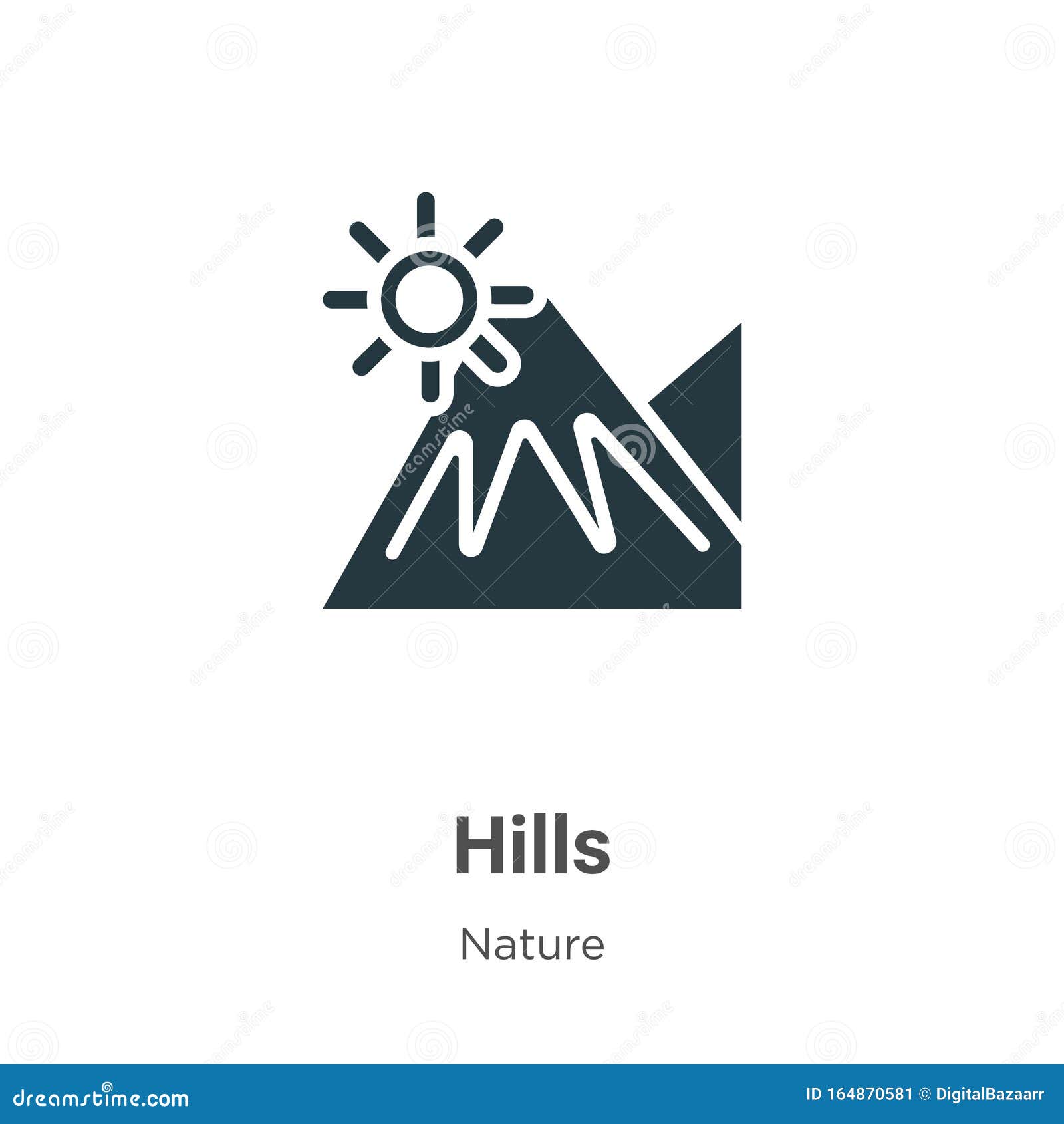 Hills Vector Icon on White Background. Flat Vector Hills Icon Symbol ...