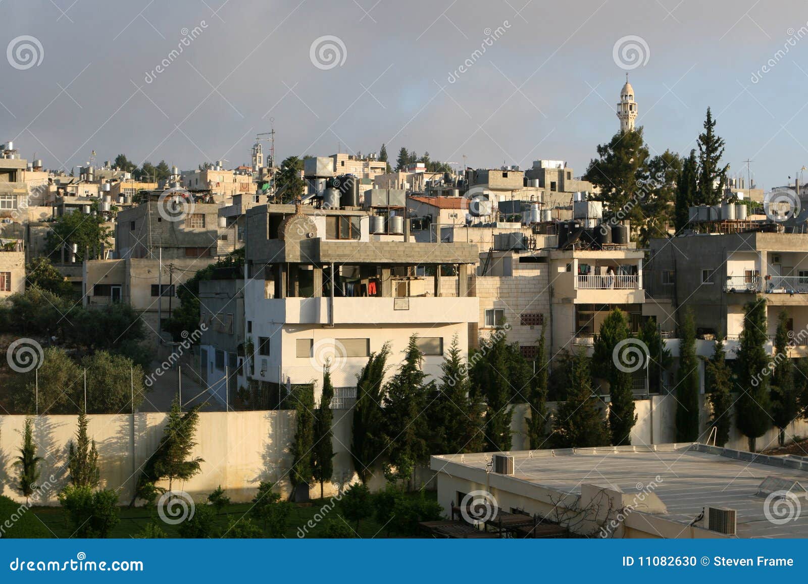 Hillside Homes in Bethlehem Stock Photo - Image of minaret, houses ...