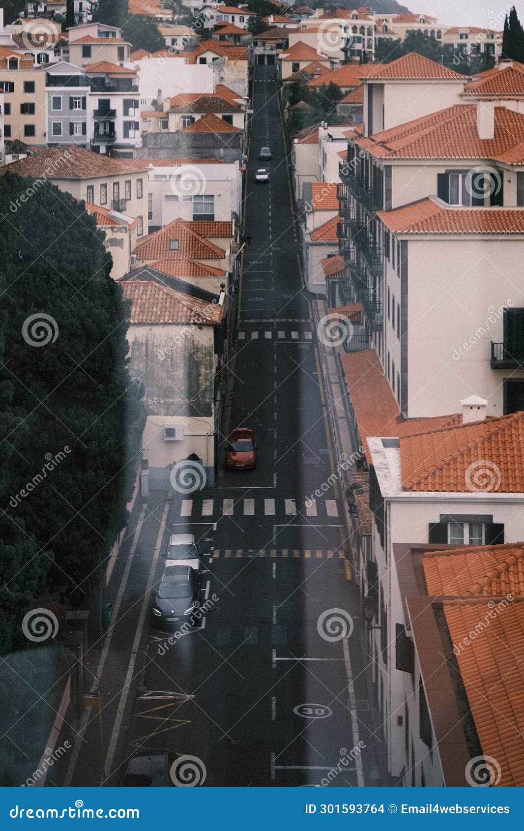 Hillside Street Perspective Stock Photo - Image of landscape ...