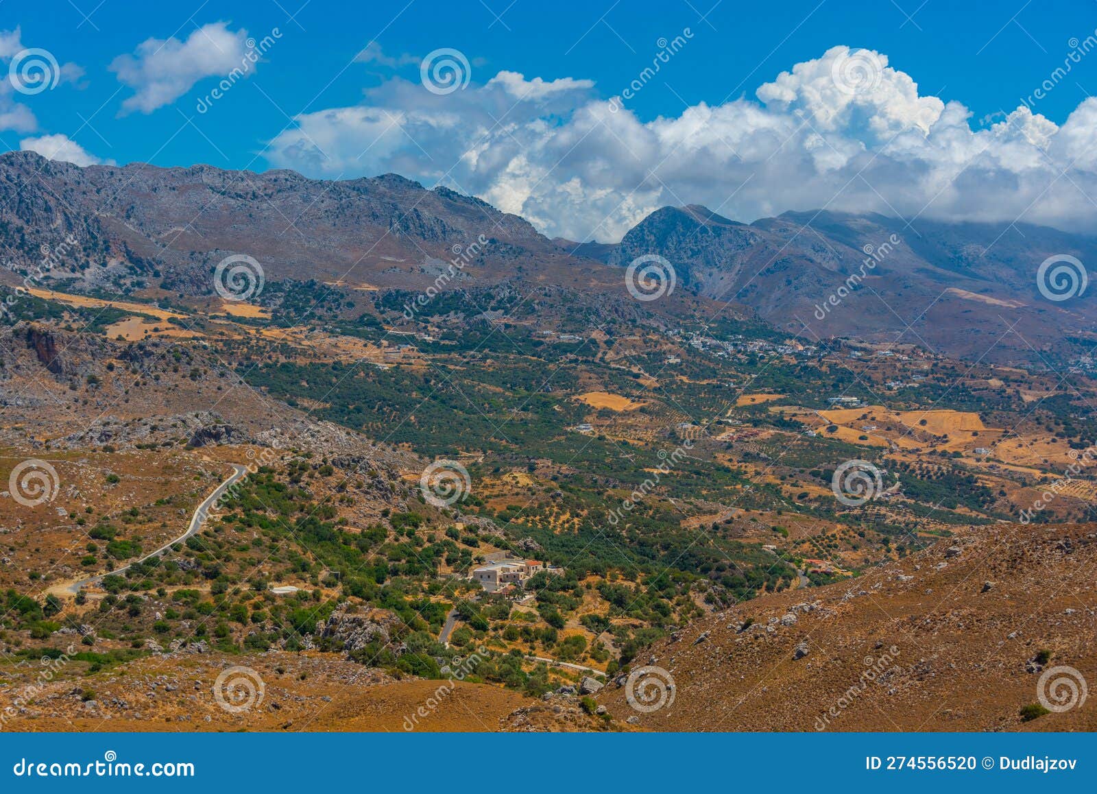 Hilly Countryside of Greek Island Crete Stock Photo - Image of panorama ...