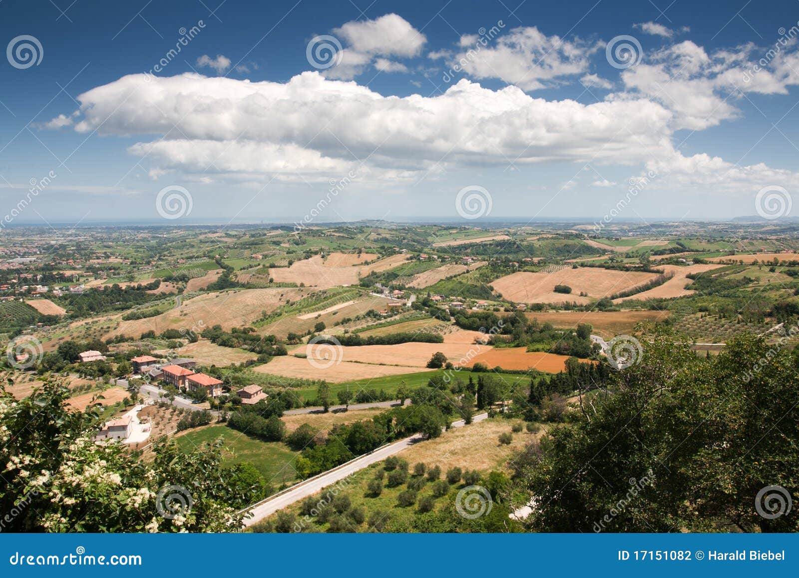 Hilly Countryside of Le Marche, Italy Stock Photo - Image of clouds ...