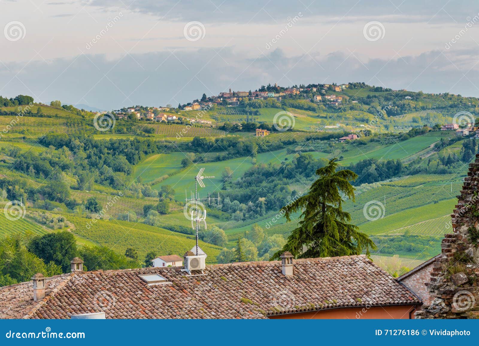Hilly countryside stock photo. Image of forli, roofs - 71276186